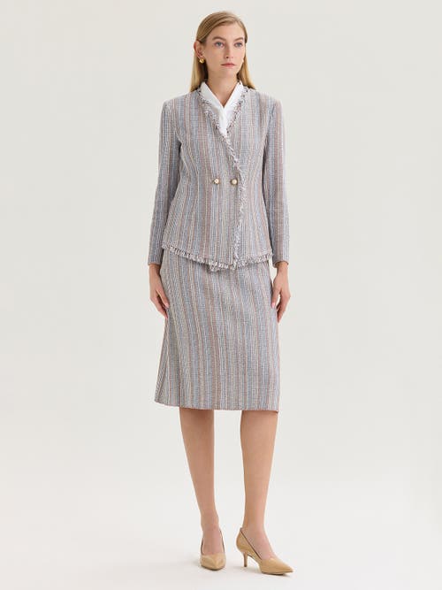 MISOOK Misook Asymmetrical Fringe Trim Knit Jacket